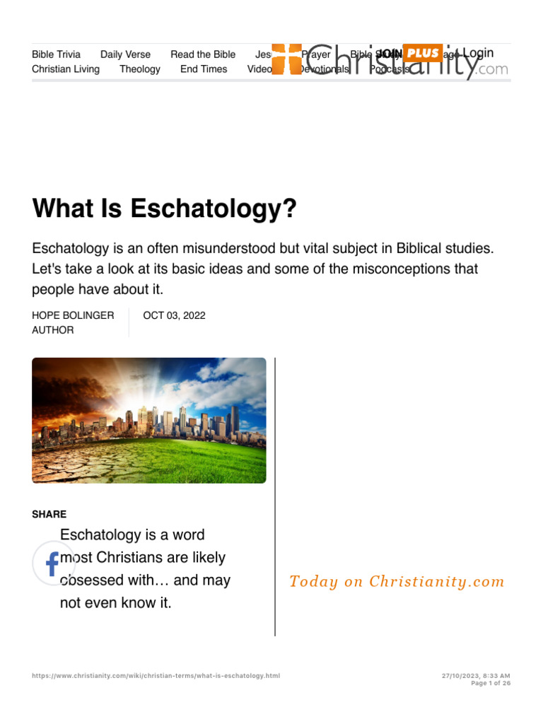 What Is Eschatology - Study of The End Times Explained | PDF ...