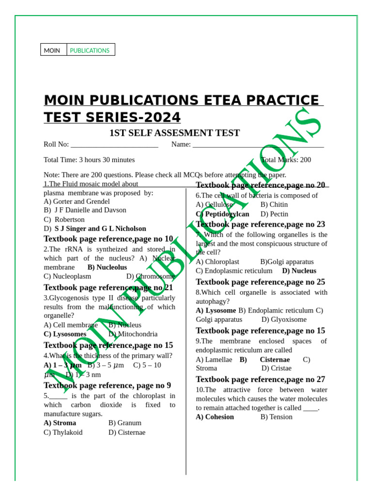Glyoxisome and Cell Organelles Quiz | PDF | Momentum | Force