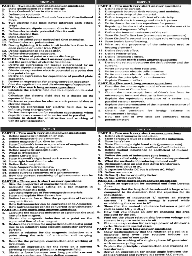 12th Phy Mid 1 EM | PDF