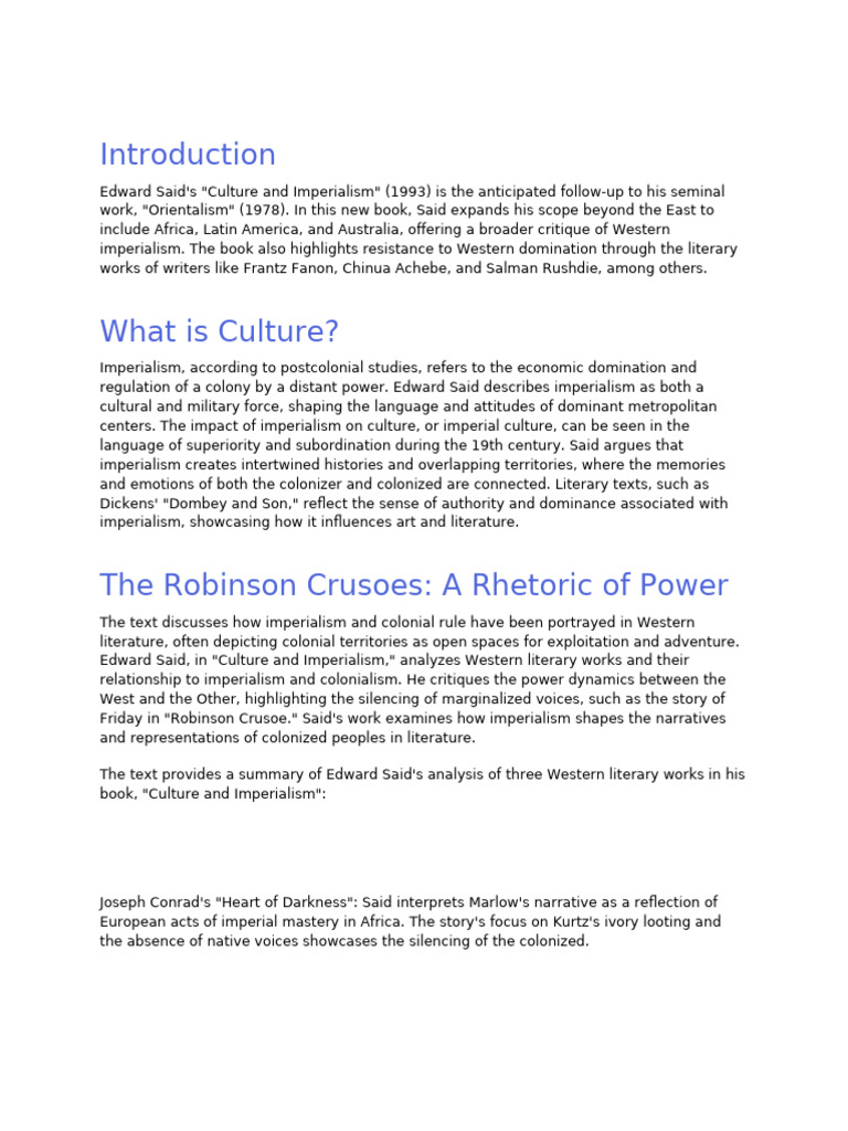 Culture and Imperialism | PDF | Imperialism