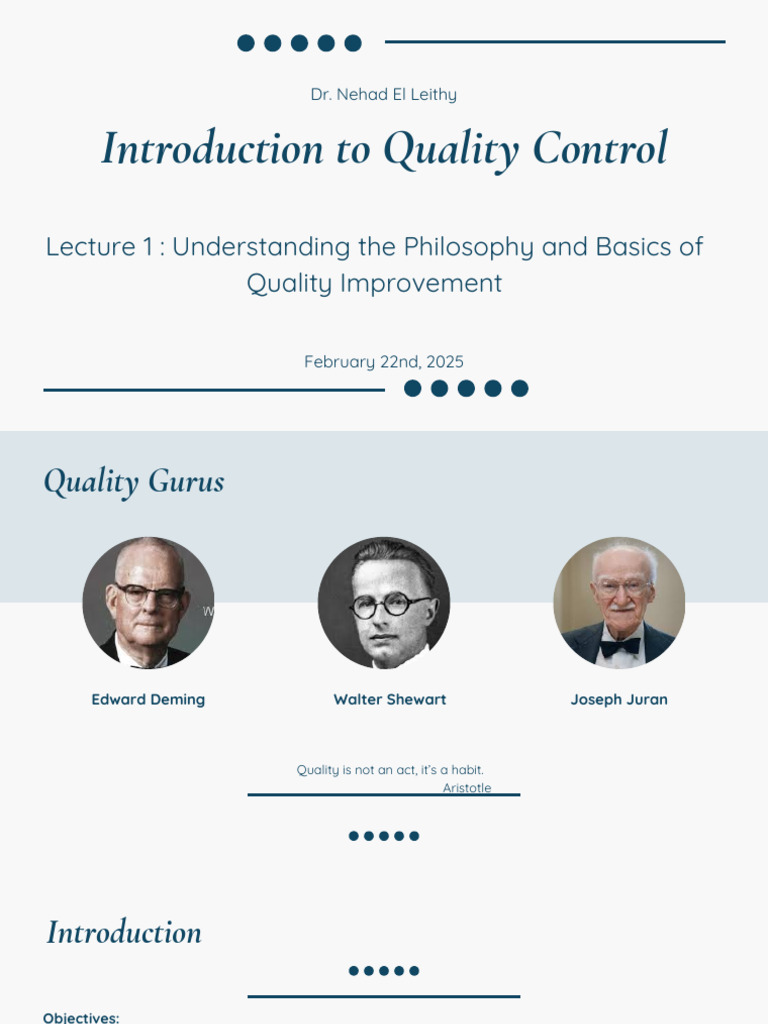Session 1 | PDF | Quality (Business) | Quality Management