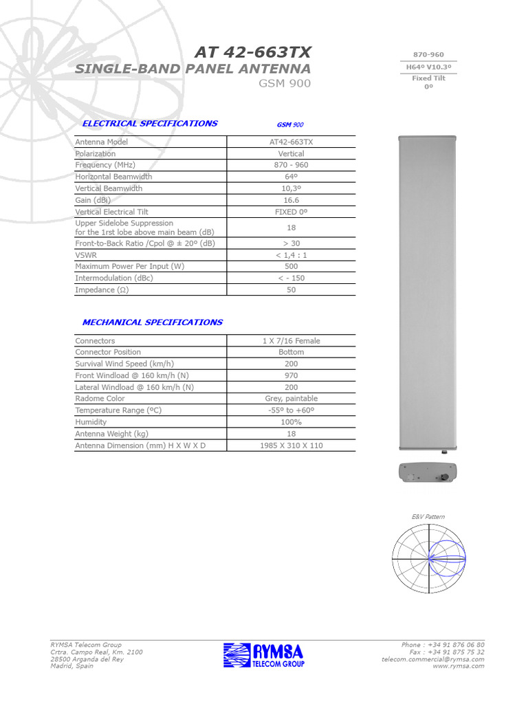 RYMSA_42663_2.00m | PDF | Antenna (Radio) | Telecommunications Engineering