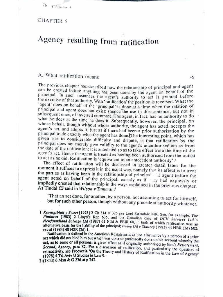 Agency Resulting From Ratification | PDF