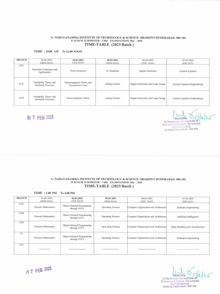 MID-EXAM-TT-SECOND AND THIRD YEAR | PDF