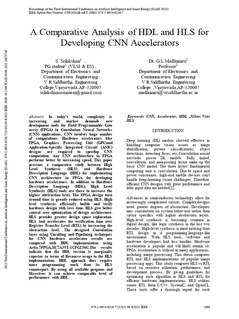 HDL vs HLS for CNN FPGA Accelerators | PDF | Hardware Description ...