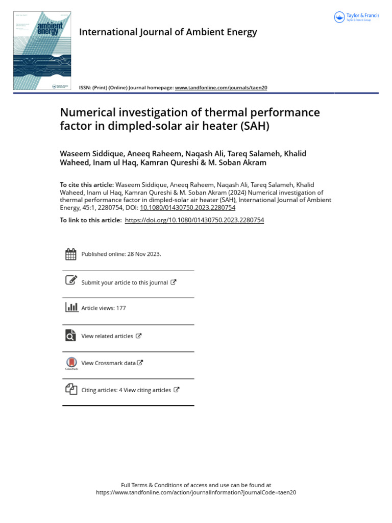 Solar Air Heater Thermal Analysis | PDF | Fluid Dynamics | Turbulence