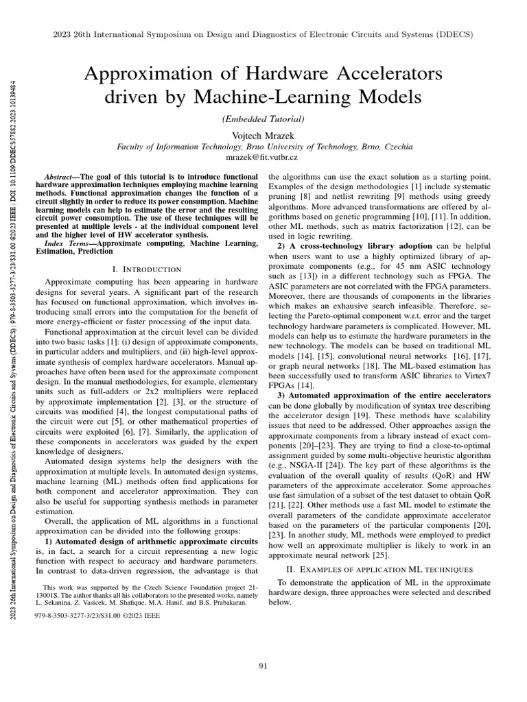 Approximation Of Hardware Accelerators Driven By Machine Learning