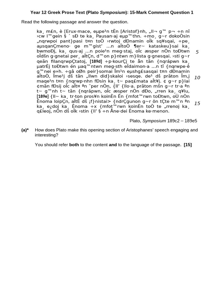Y12 Symposium 15-Markers | PDF | Symposium (Plato) | Love