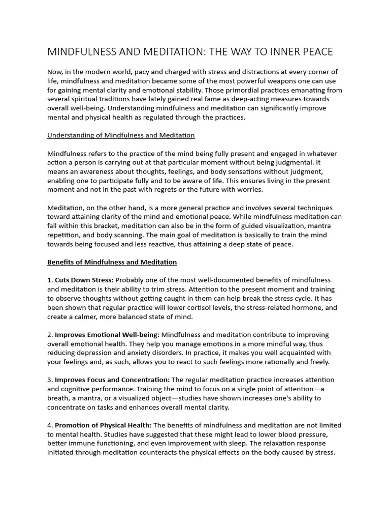Mindfulness and Meditation for Peace | PDF | Mindfulness | Mind