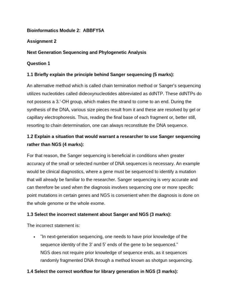 Bioinformatics Assignment-1 | PDF | Dna Sequencing | Nucleic Acids