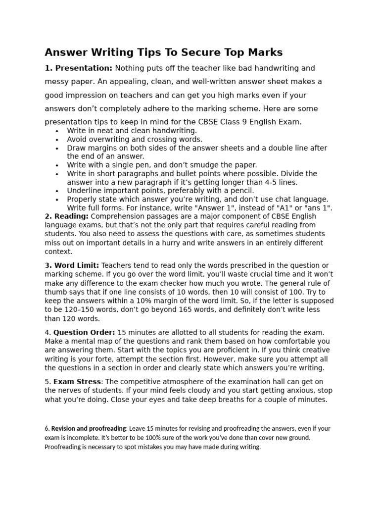 Answer Writing Tips | PDF