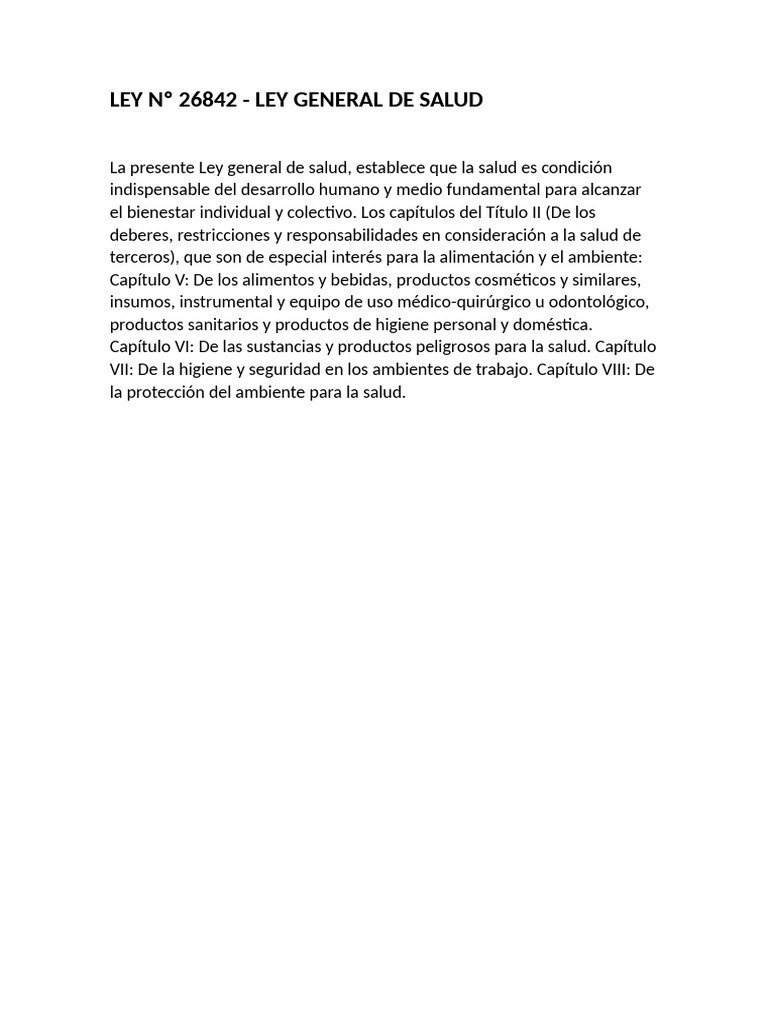 LEY Nº 26842 | PDF
