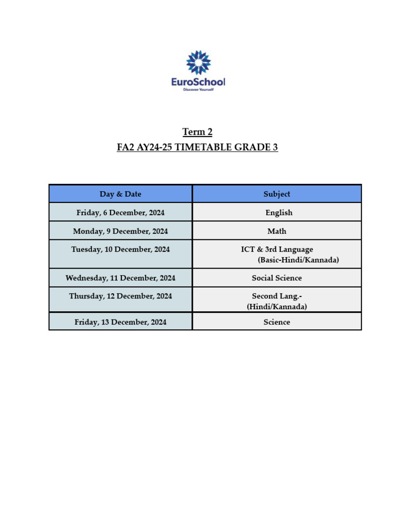 TIMETABLE FOR FA2 GRADE 3.docx (1) - 1591865137466183682.SD - PDF | PDF