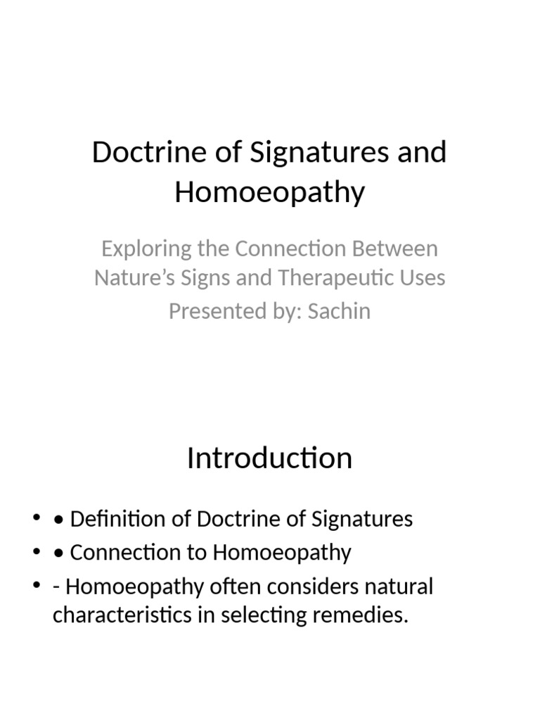 Doctrine of Signatures and Homoeopathy | PDF
