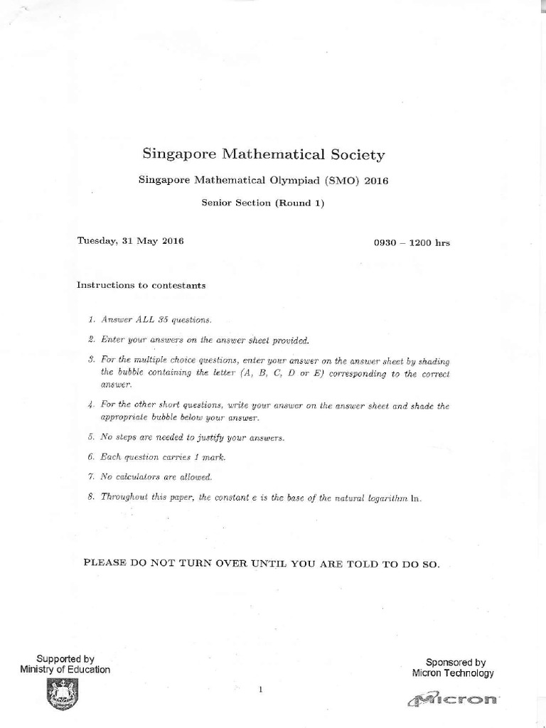 SMO 2016 Senior Section Questions | PDF | Euclid | Classical Geometry