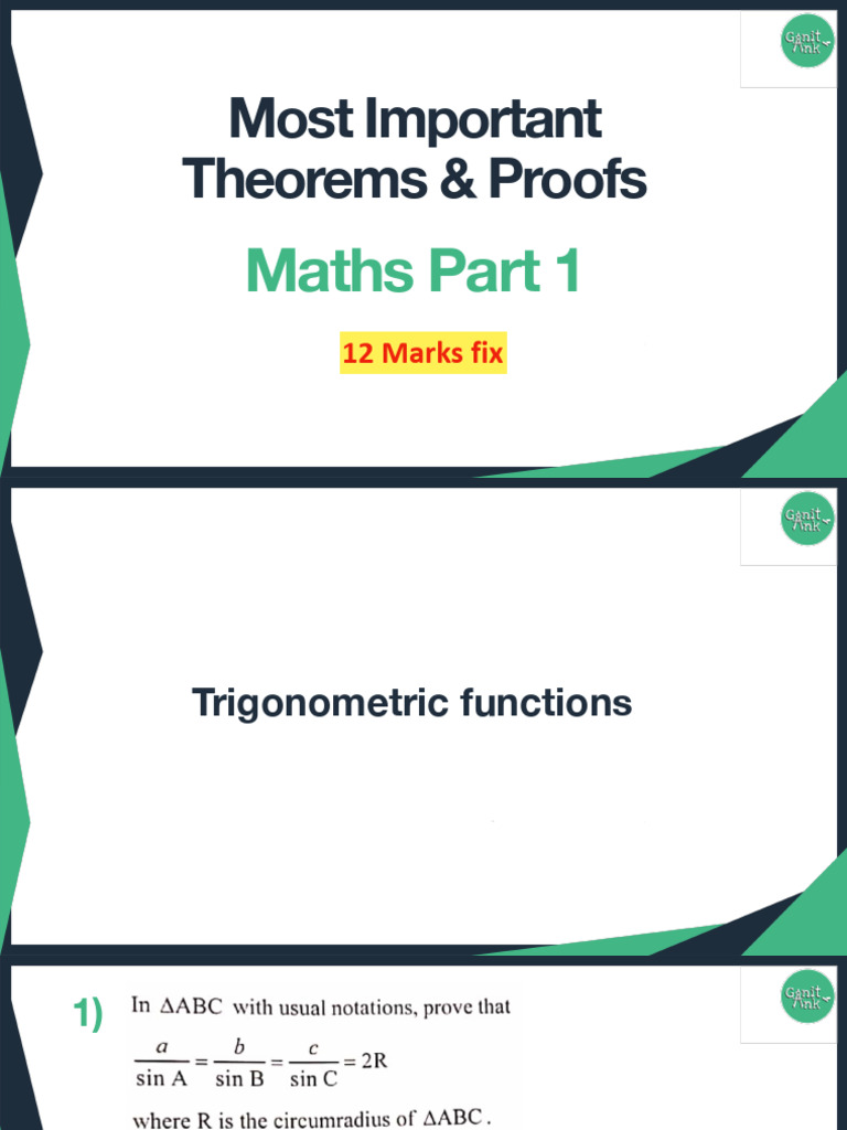 Maths Most Important Theorems Part 1 | PDF
