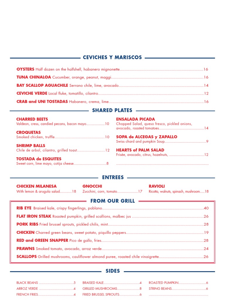 Super Linda Dinner Menu | PDF
