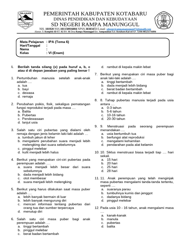 Soal Tema 6 Kelas 6 Semester 2 T.A 2022-2023 IPA | PDF