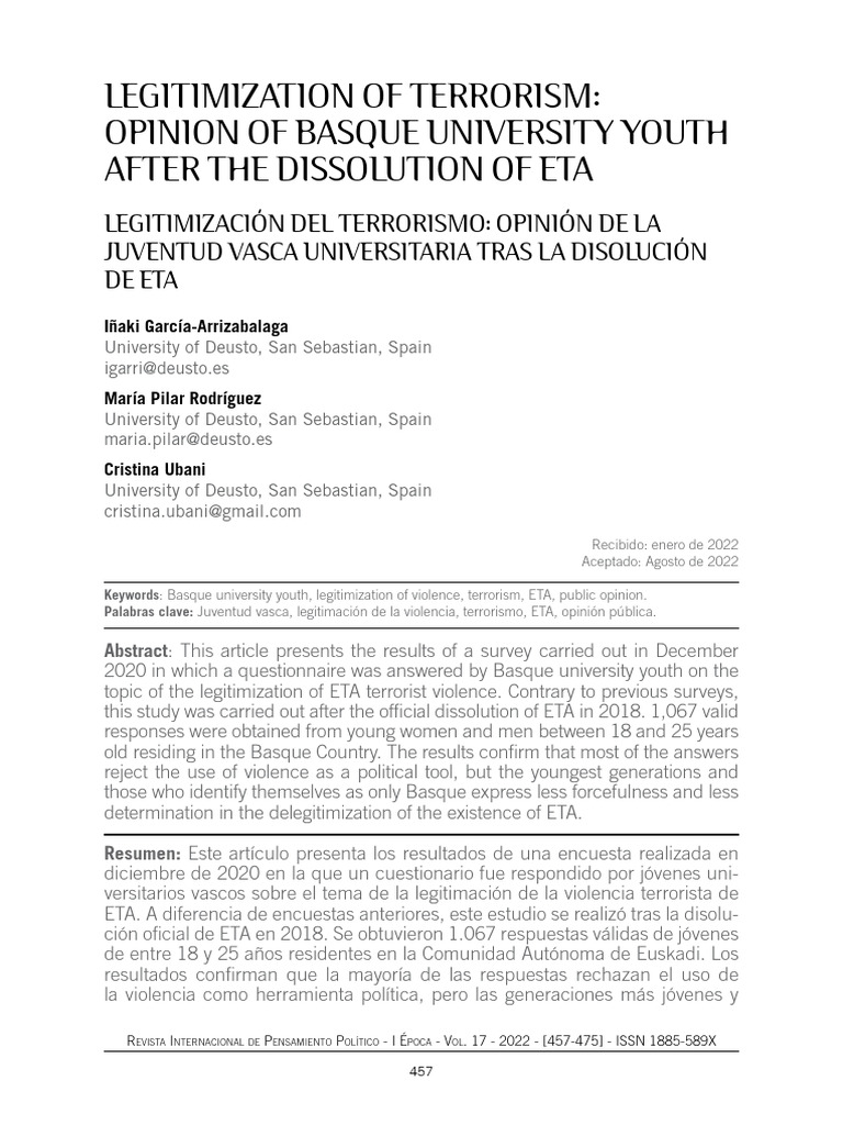 Basque Youth Views on ETA's Violence | PDF | Questionnaire | Violence