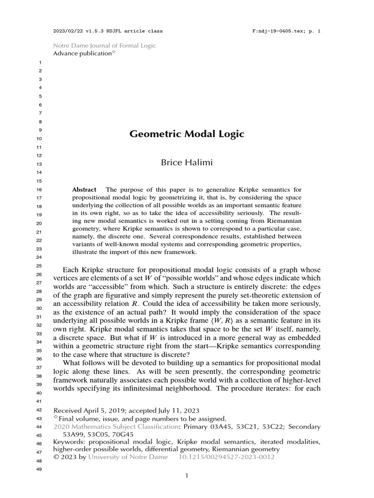Geometric Modal Logic | PDF | Modal Logic | Geometry