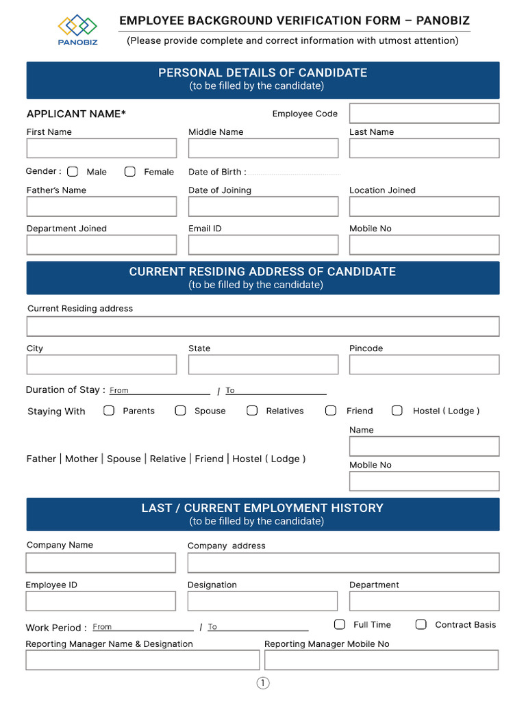 Panobiz Employee BG Verificationform | PDF