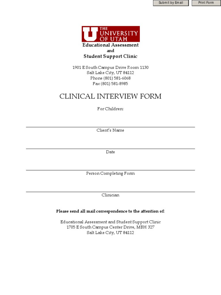 Child Clinical Interview Form Online | PDF | Psychological Evaluation ...