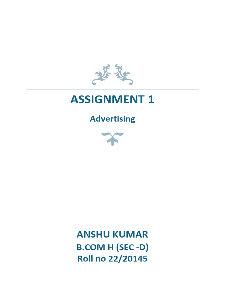 Assignment 1 (Anshu Kumar) | PDF | Communication | Advertising