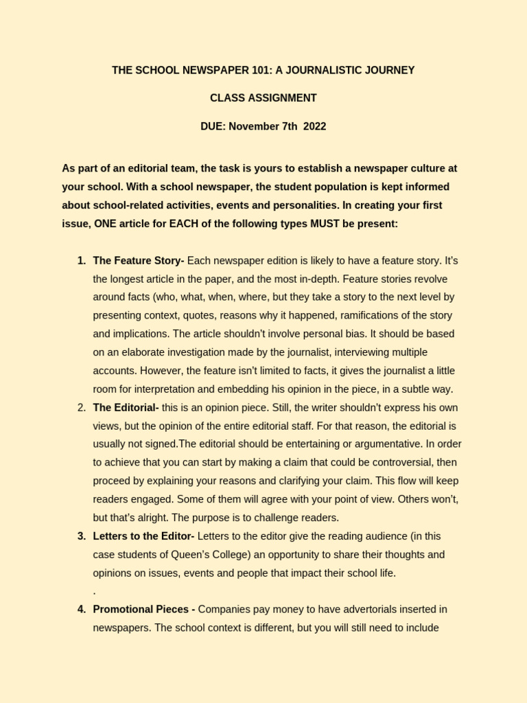 School Newspaper Creation Guide | PDF