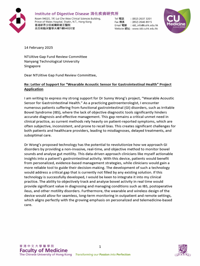 Support Letter (DR Rashid Lui) | PDF | Irritable Bowel Syndrome ...