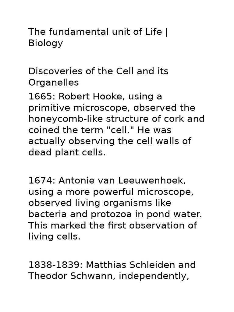 Biology - Ch-1-Discoveries | PDF