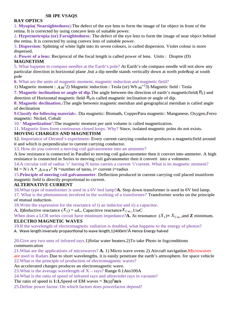 SR Ipe Question Paper 03-10-2024 Vagdevi | PDF | Photoelectric Effect | Inductor