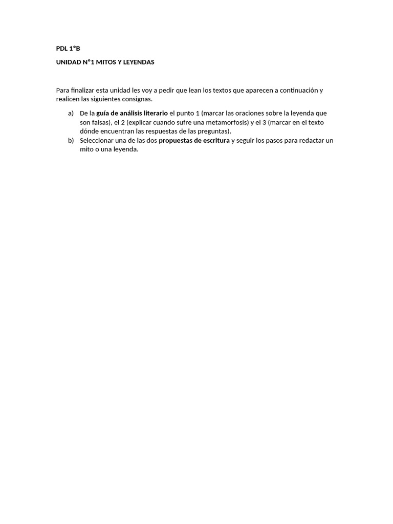 Análisis de Mitos y Leyendas en Clase | PDF