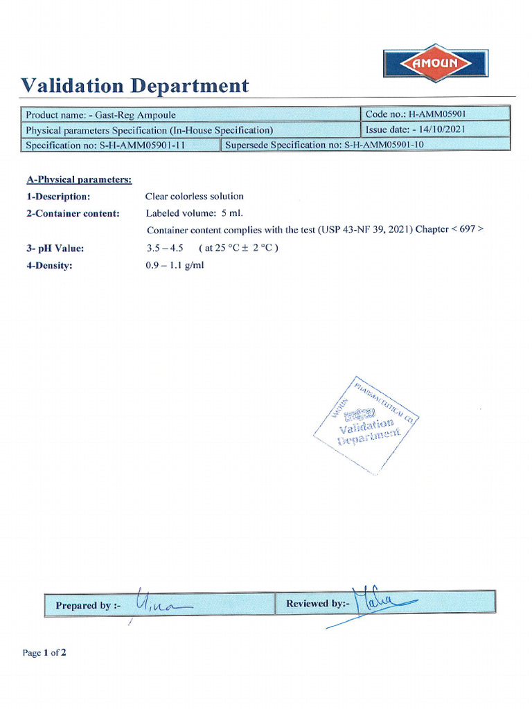Analytical Test Method - Gast Reg Amp | PDF