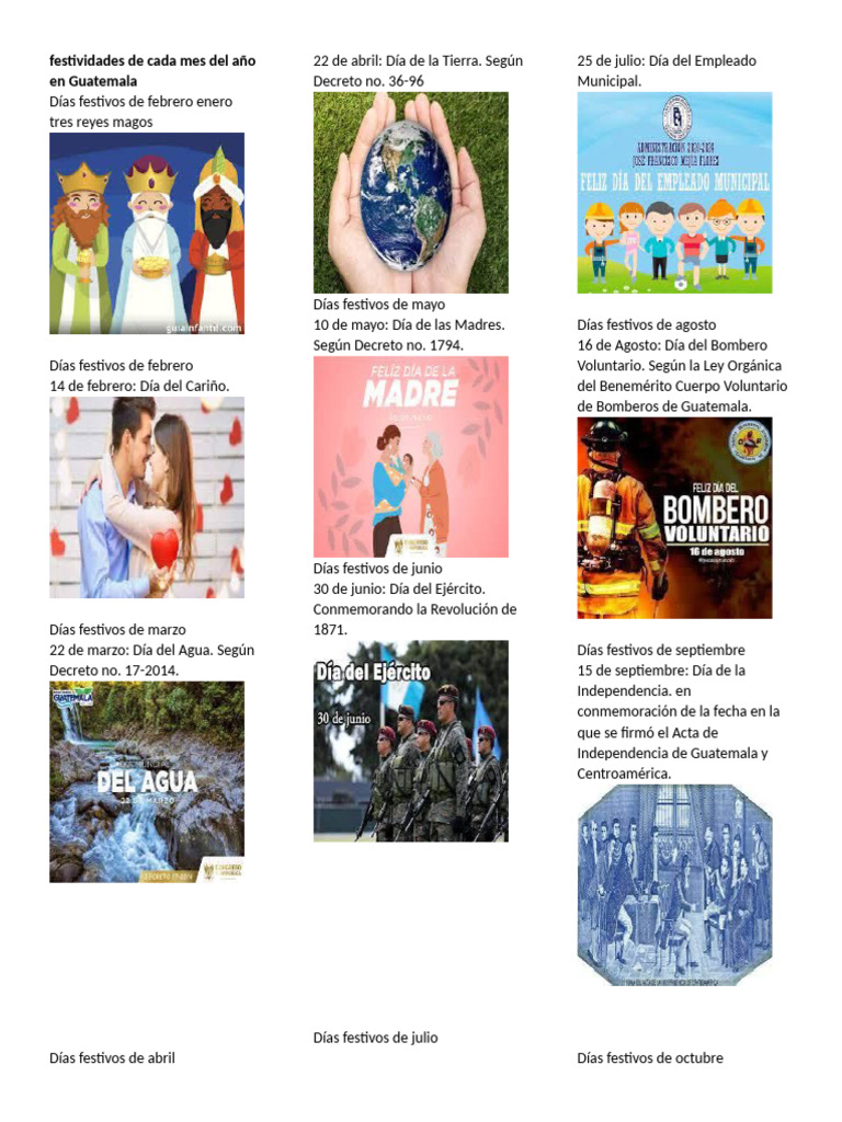 Celebraciones de Cada Mes Del Año | PDF