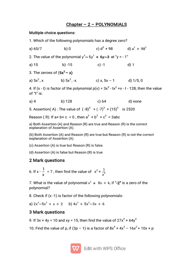 Chapter - 2 - Polynomials | PDF | Polynomial | Algorithms