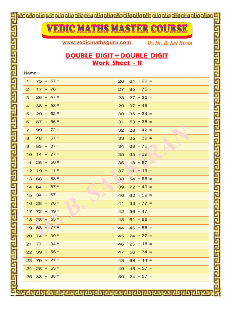 Double Digit+Double Digit (Carry Type 1) | PDF