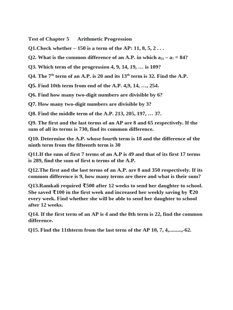 Arithmetic Progression | PDF