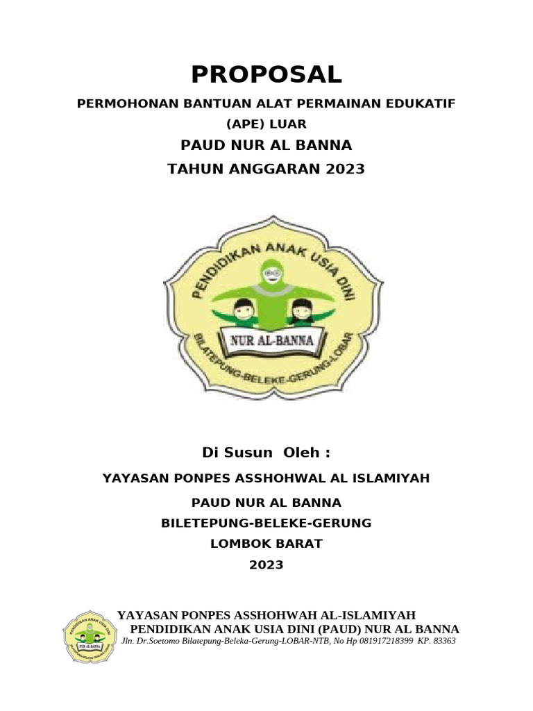 Proposal Ape New | PDF