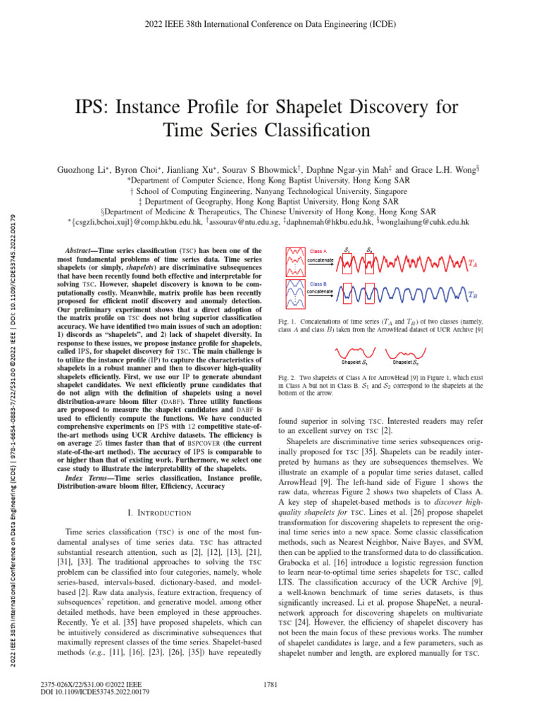 IPS Instance Profile For Shapelet Discovery For Time Series Classification | PDF | Time Series ...
