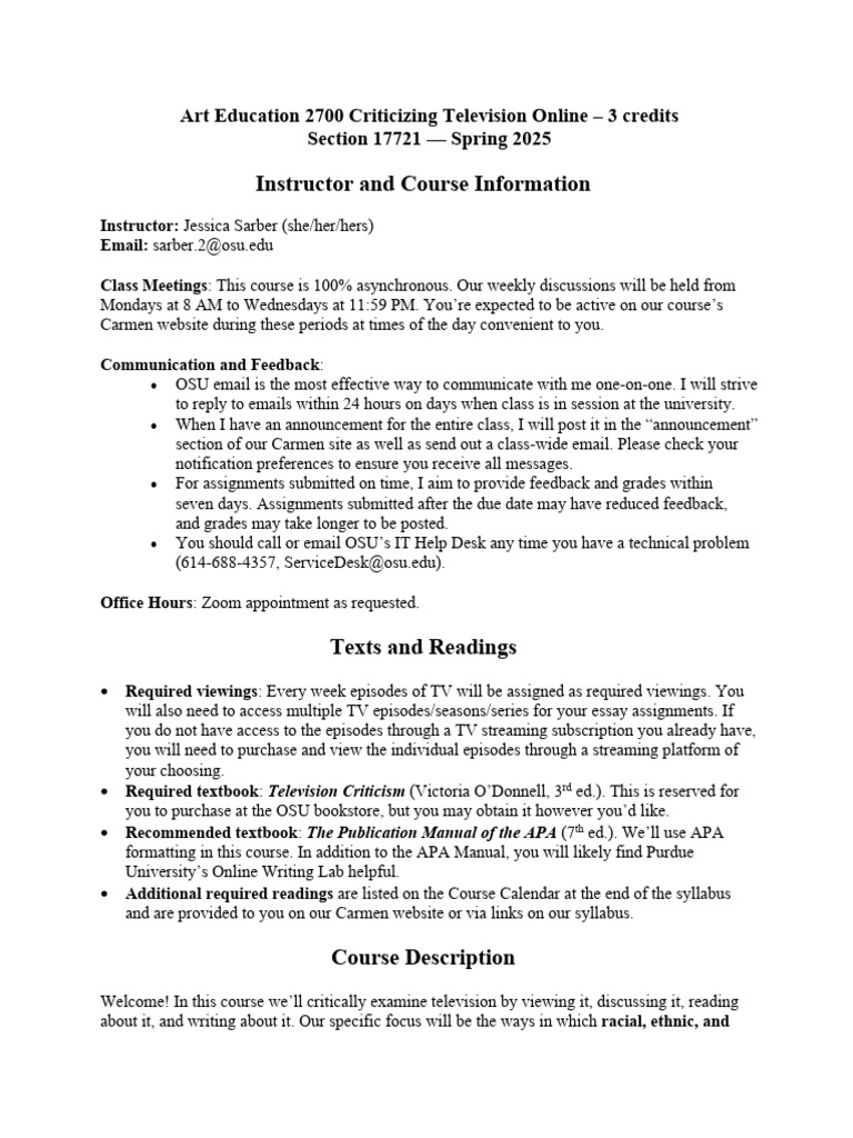 SP25 AE 2700 Section 17721 Syllabus-3 | PDF | Turnitin | Academic Dishonesty