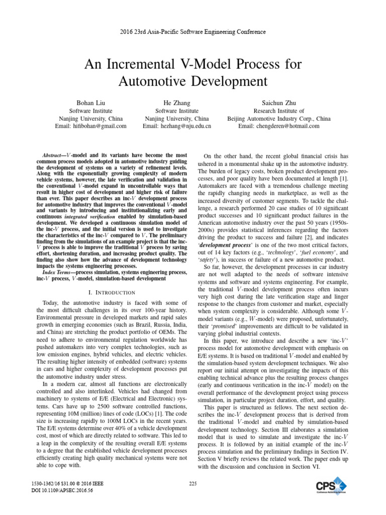 An Incremental V-Model Process For Automotive Development | PDF ...