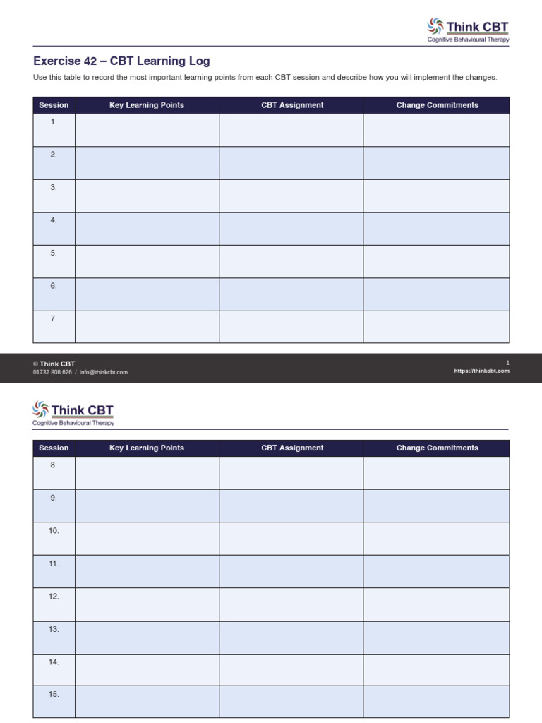 CBT Learning Log Template | PDF