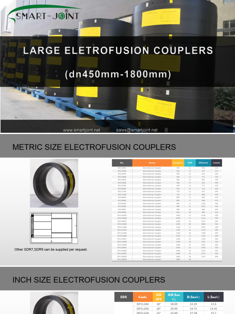 Electrofusion Couplers: Metric & Imperial Sizes | PDF | Pipe (Fluid ...