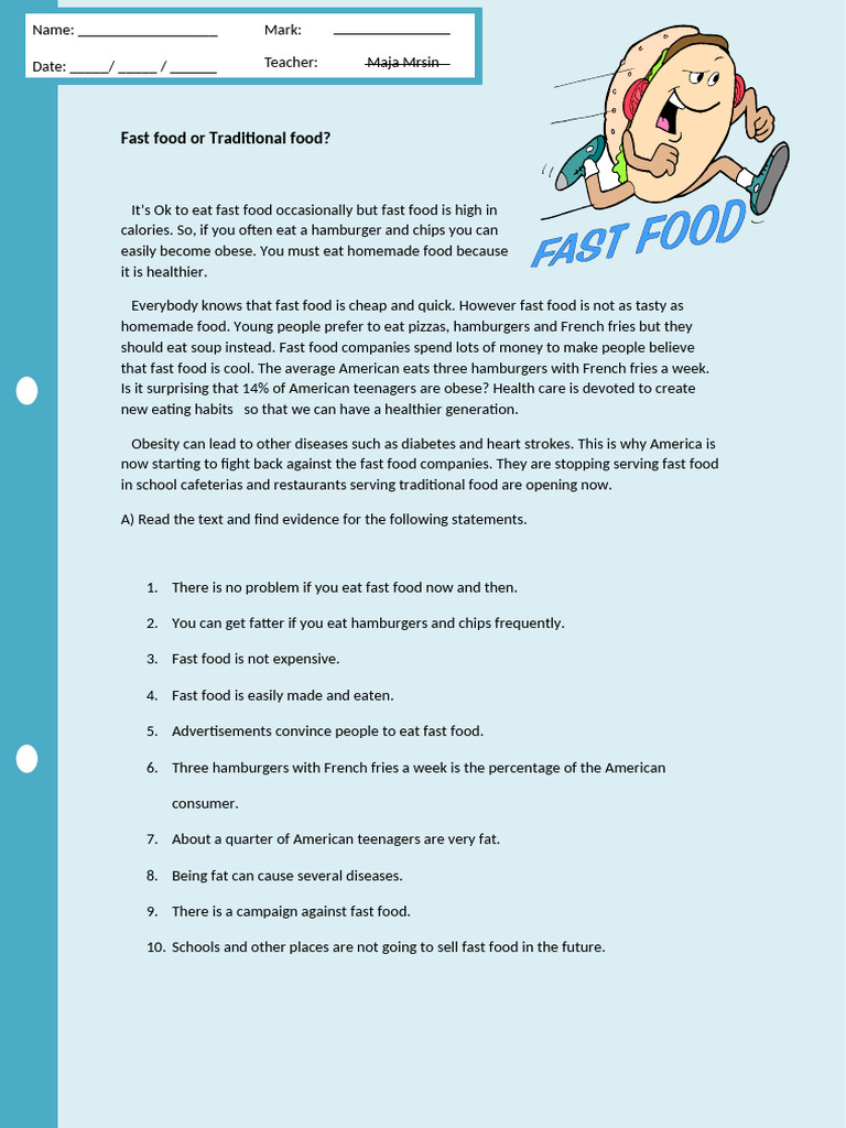 fast-food-or-traditional-food-reading-comprehension-exercises_95825 ...