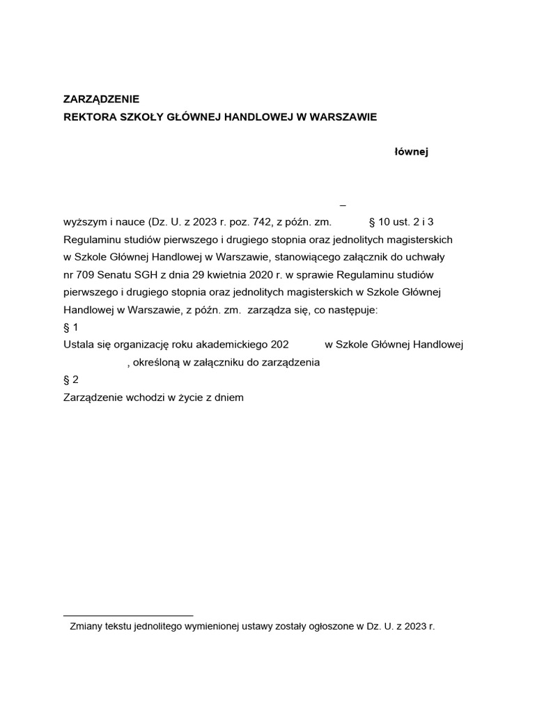 ZR 1 2024 Organizacja Roku Akademickiego 2024 2025 | PDF