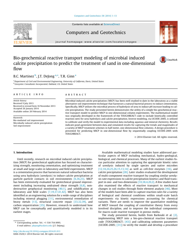 89-1-Bio-Geochemical Reactive Transport Modeling of Microbial Induced Calcite Precipitation To ...