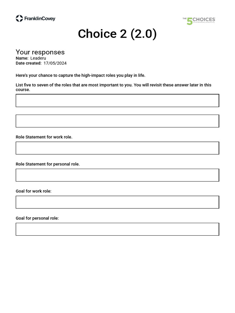 Identify Your Key Life Roles | PDF