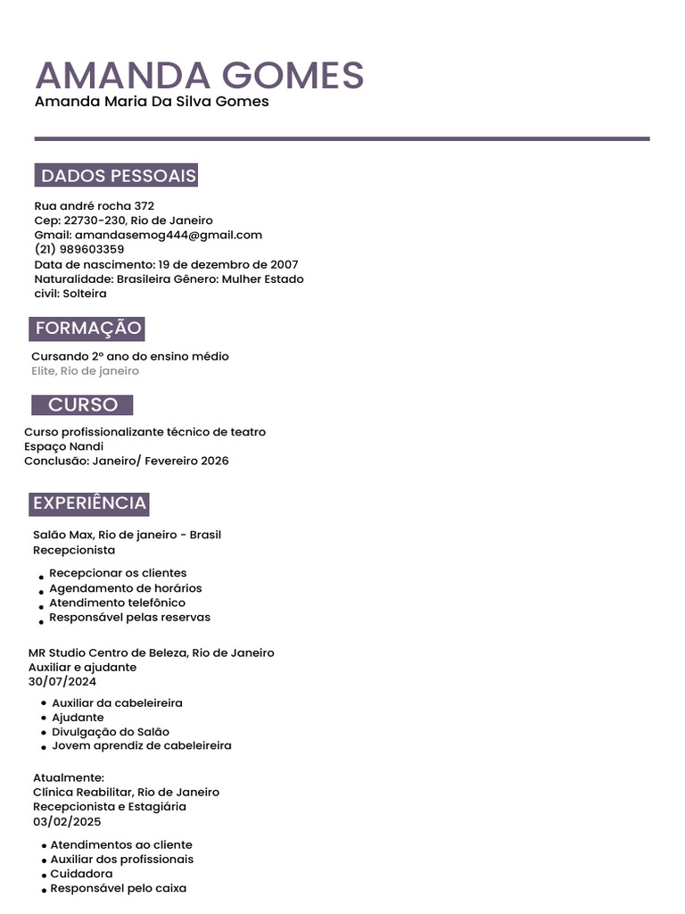 Curriculo-Amanda-Gomes - PDF 2 | PDF