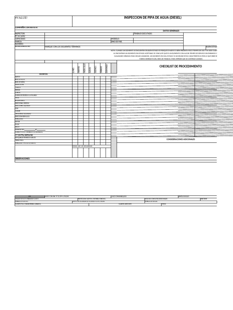 Checklist Pipa Diesel | PDF
