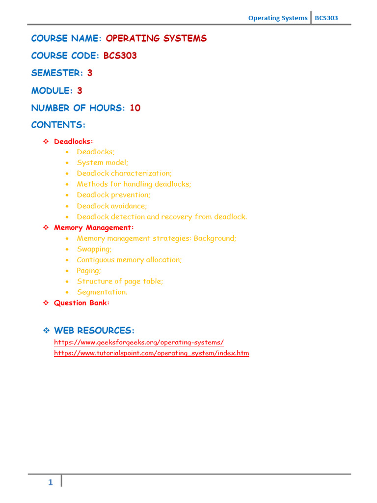 BCS303 OS Module 3 | PDF | Process (Computing) | Operating System